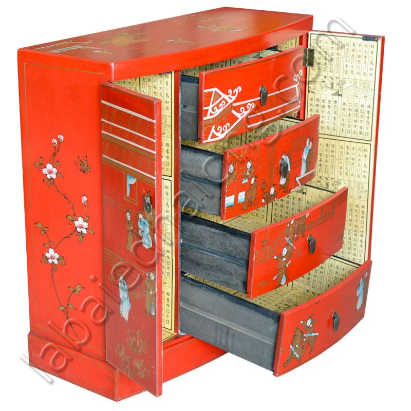 Meuble chinois rouge galbée